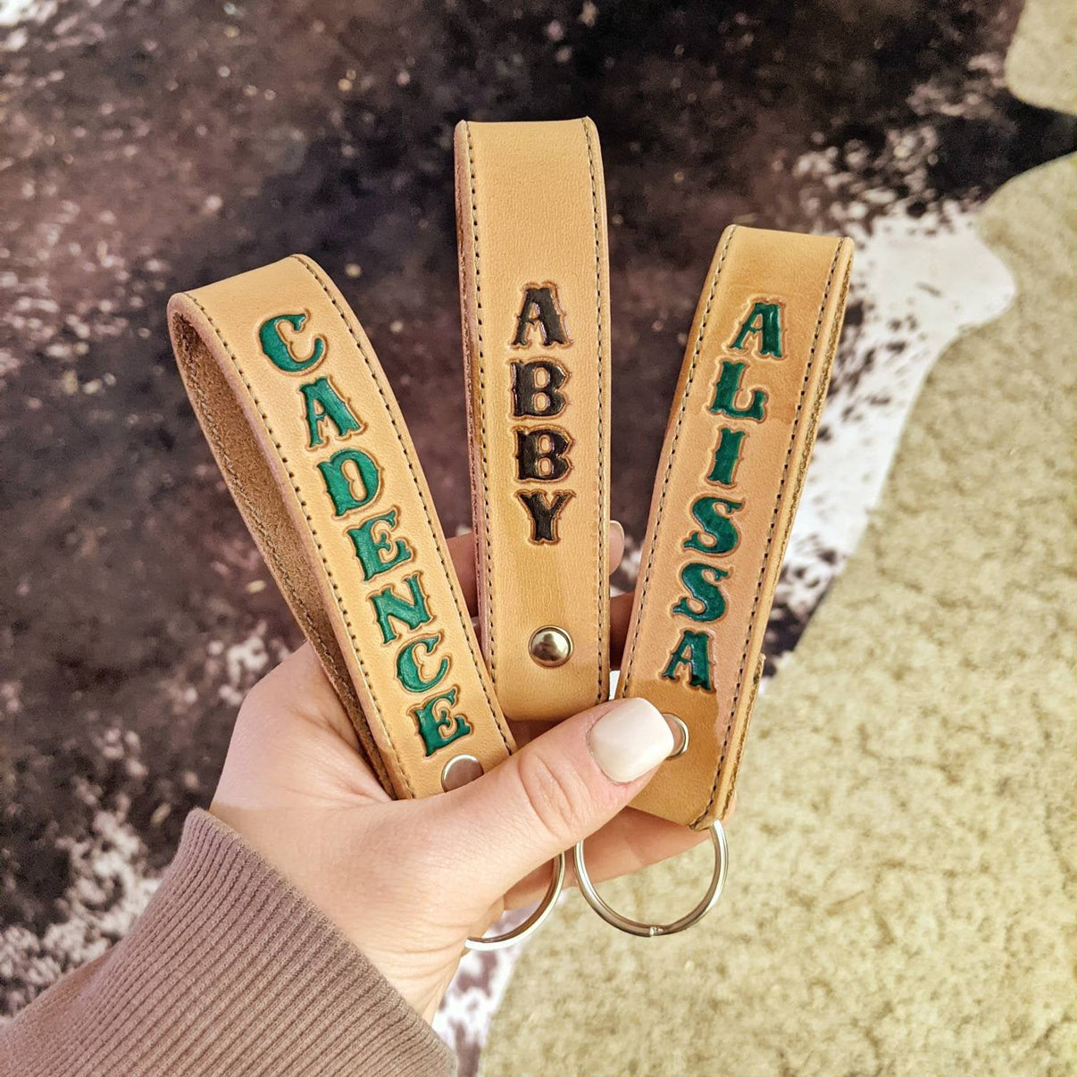 Personalized Name Keychain Stitched – Wall Leather Co. LLC